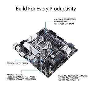 ASUS Prime Z490M-PLUS LGA 1200 (Intel® 10th Gen) Z490 Micro ATX Motherboard (Dual M.2, DDR4 4600, 1 Gb Ethernet, USB 3.2 Gen 2 USB Type-A®, Thunderbolt™ 3 Support, Aura Sync RGB)
