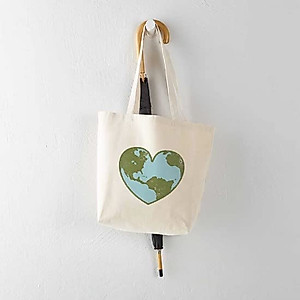 CafePress Earth Love Tote Bag Natural Canvas Tote Bag, Reusable Shopping Bag