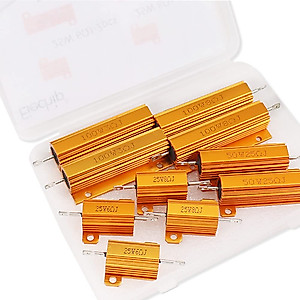 WOWOONE Set of 10 Power Resistor, Aluminum Shell Resistors, 25W 6 Ohm/8 Ohm, 50W 25 Ohm, 100W 8 Ohm/3 Ohm Watt Shell Power Aluminum Housed Case Wirewound Resistor for Nest Hello Doorbell