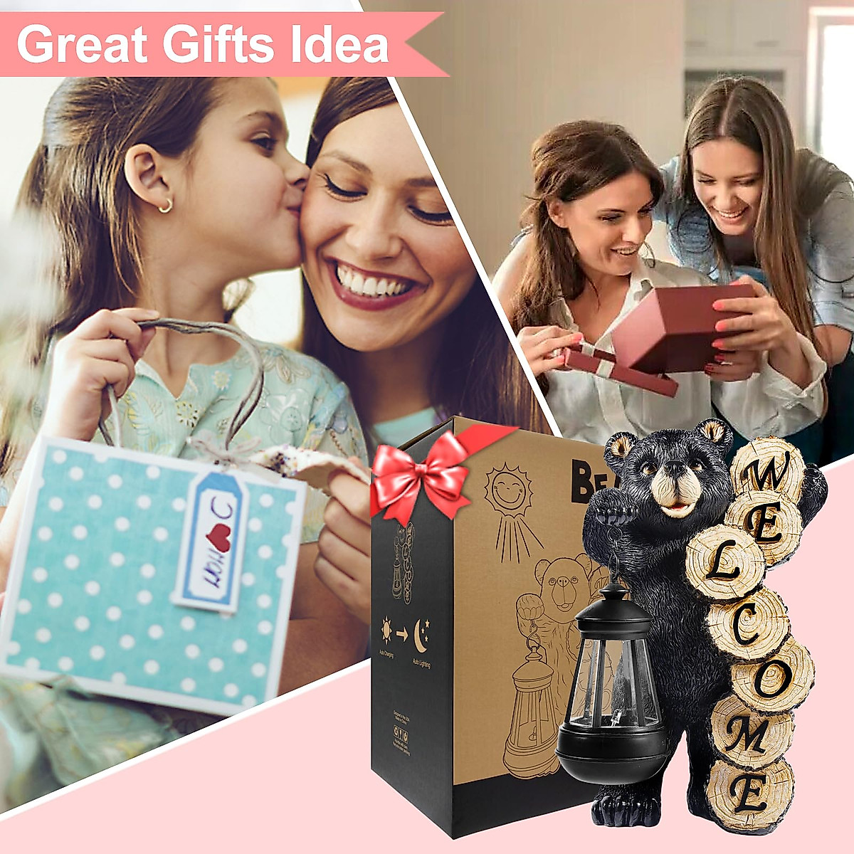 Qeeman Solar Garden Decor Statues Figurine: Garden Art for Patio Balcony Yard Lawn - Unique Christmas Birthdays Gifts for Mom Grandma Women Wife Sister