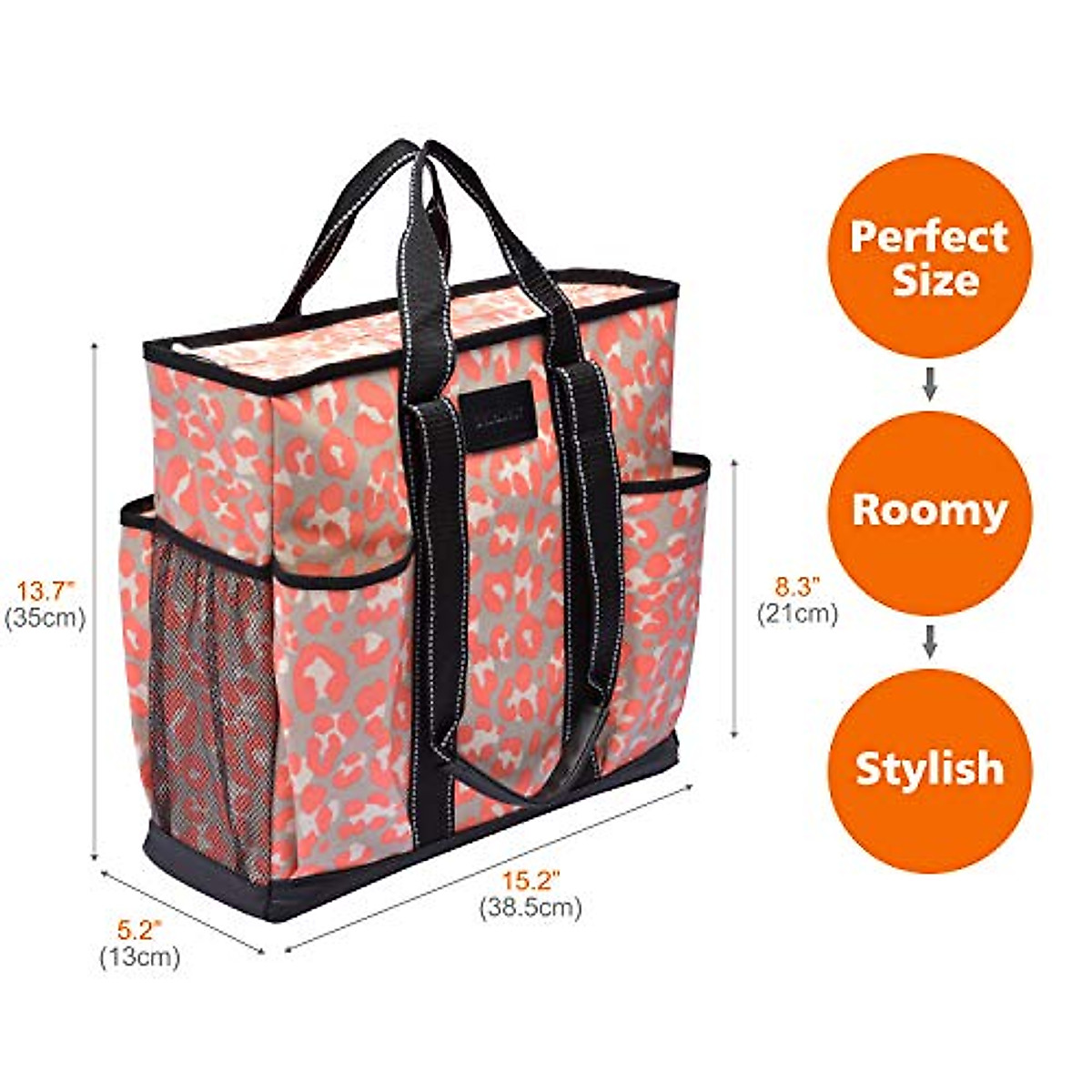DEMOMENT Water Resistance Canvas Tote Shopping Bag,Utility Teacher Nurse Organizer Handbag Bag (Pink Leopard)