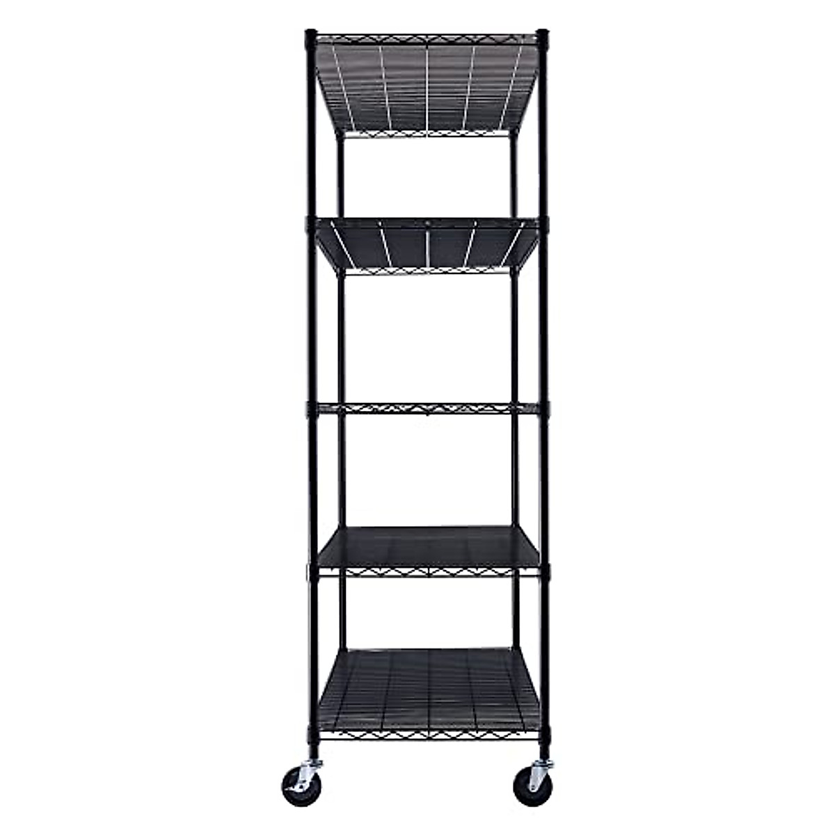 60" x 24" x 72" Black 5-Tier Wire Shelving NSF 3000 LBS Max Capacity Heavy Duty Steel Storage Rack for Restaurant, Warehouse, Commercial, Industrial, and Hospital Uses (Includes Casters)
