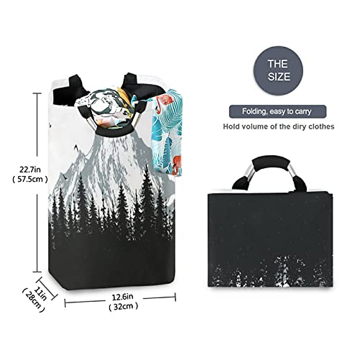 xigua Nature Mountains and Forest Laundry Basket Waterproof Clothes Hamper Collapsible Durable Dirty Clothes Large Storage Laundry Organizer