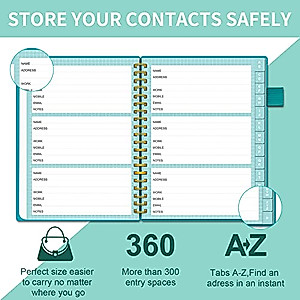 Regolden-Book Address Book with Alphabetical Tabs, Hardcover Address Organizer for Record Contacts, Telephone Book for Seniors, Internet Log Book Journal with Password, Pen Loop, Pocket, (5.7x7.2")