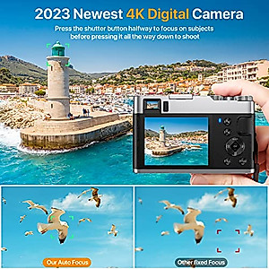 VAHOIALD 4K Digital Camera for Photography, Autofocus 4K Camera with Viewfinder 16X Anti-Shake Video Camera Vlogging Camera for YouTube Compact Point and Shoot Digital Cameras with 32GB SD Card