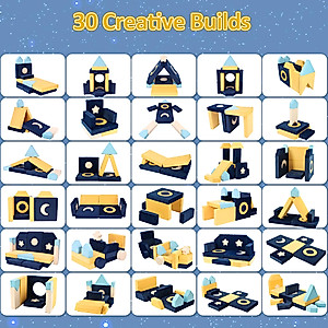 Erament 28PCS Modular Kids Play Couch - Universe Theme Toddler Couch Building Fort, Sofa Foam Couch Play Couch Set, Multifunctional Kids Sofa for Toddler to Teenagers, Playroom, Bedroom, Living Rooms