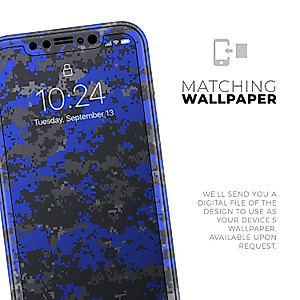 Design Skinz Bright Royal Blue and Gray Digital Camouflage Protective Vinyl Decal Wrap Skin Cover Compatible with The Apple iPhone 11 Pro Max (Screen Trim & Back Glass Skin)