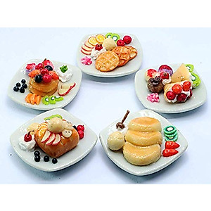 ThaiHonest 5 Dollhouse Miniatures Pancake & Waffle Food Supply Handcrafted,Tiny Food
