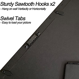 Yaetm 11x14 Double Floating Mat Picture Frame Set of 2, Display Picture 8x10 with Black Double Mat, Polished High Definition Real Glass, Wall Mounting Photo Frames, Black/Black