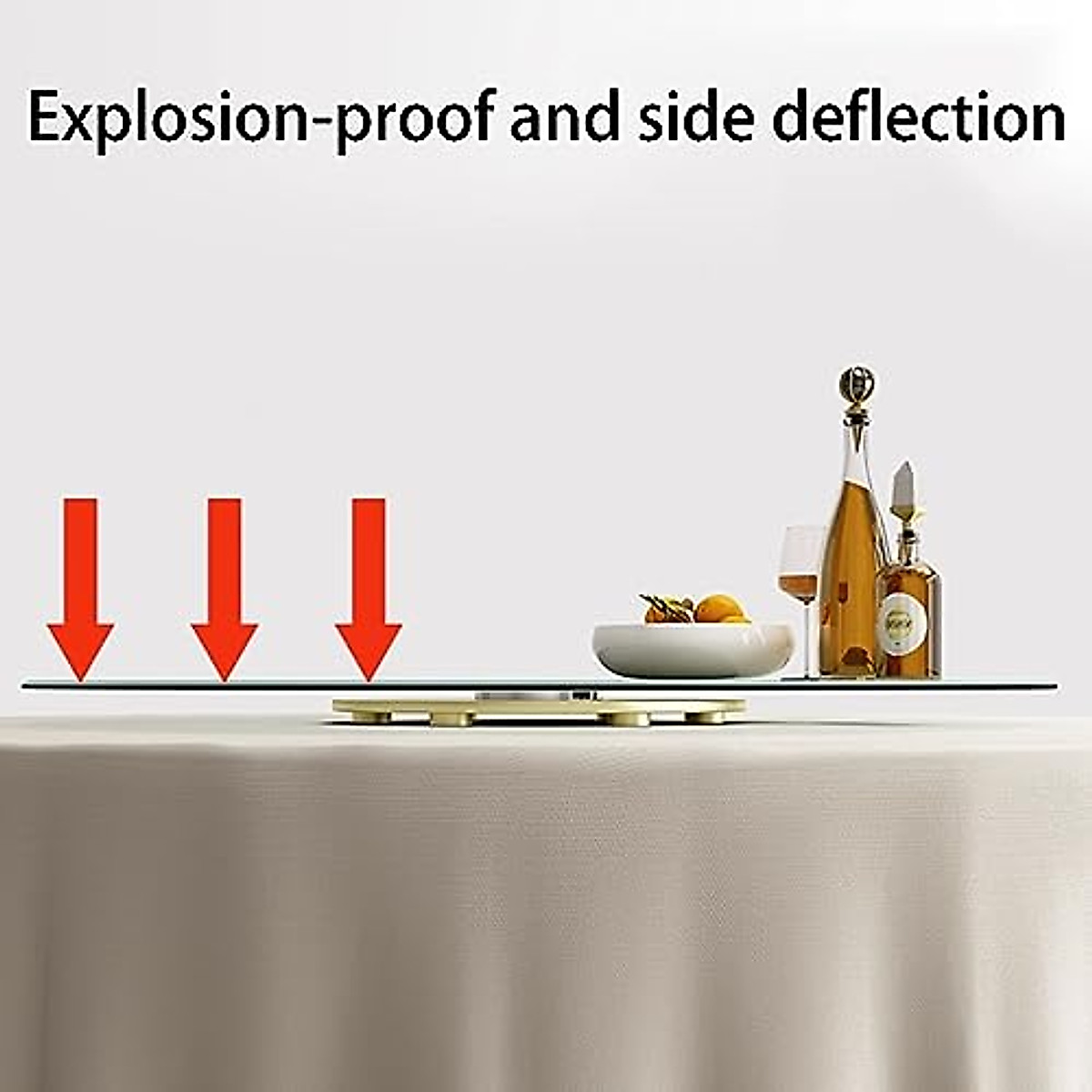 BBAUER Glass Lazy Susan Turntable, Swivel Glass with Base, with Aluminum Alloy Bearing, Smooth Swivel, for Kitchen Dining, Parties, Wedding