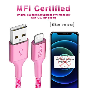 Hrbzo 3FT Nylon Braided Cable [1-Pack] [MFi Certified] Compatible with iPhone Charger Compatible iPhone 14/13/12/11/Xs/XR/8/SE/iPad More