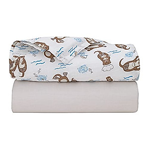 NoJo Chef Otter Brown, Blue and Gray Cookies 100% Cotton 2Pk Muslin Swaddles