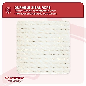 Downtown Pet Supply Small Cat Scratching Post with Mouse Cat Toy, 22" Tall - Tightly Woven Sisal Rope Cat Scratch Post for Indoor Cats with Stable 11" x 11" Base