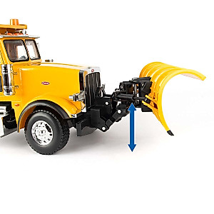 TOMY ERTL Big Farm 1:16 Scale Peterbilt Snow Plow Truck with Dump Box Toy for Kids, Yellow, 3 Years and Up