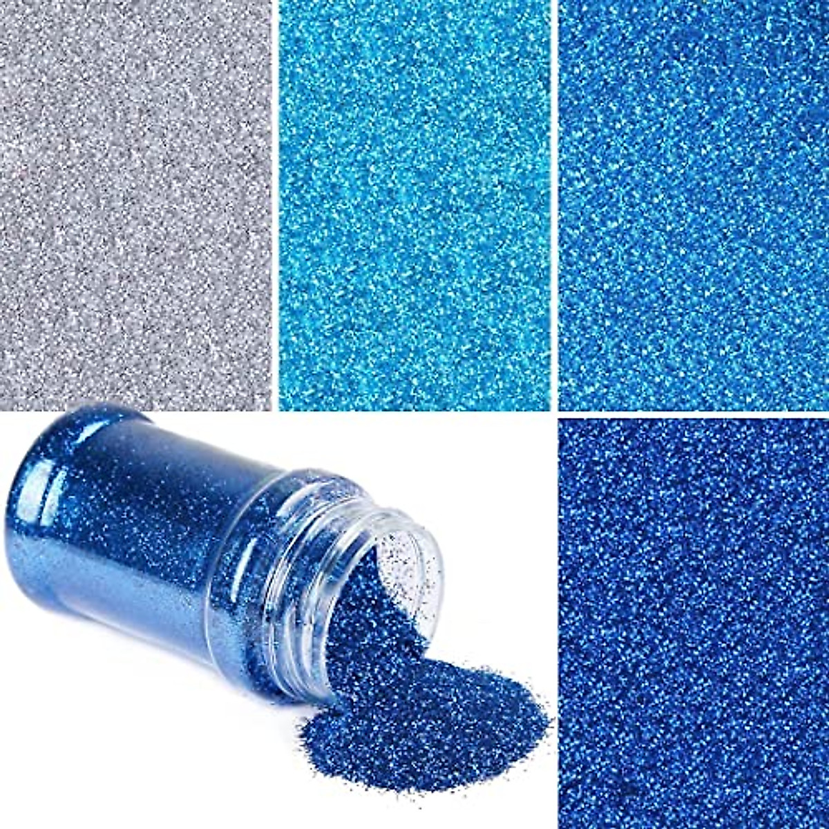 TORC 6 oz Blue Silver Fine Glitter Set for Resin Crafts Tumblers Slime Cosmetic Nail Art Makeup