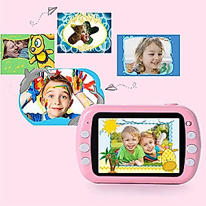 QSYY Instant Printing Camera Toys, 30MP Digital Video Camera, 1080P 3.5-Inch Eye Protection Large Screen, Children's Selfie Mini Camera with 32GB Memory Card, 3 Rolls of Paper,Pink