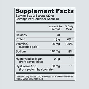 Vital Proteins Collagen Peptides Powder, Unflavored with Hyaluronic Acid and Vitamin C, 9.33 oz, Pack of 1