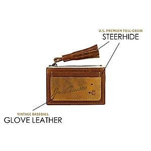FIELDERS CHOICE GOODS Zip Tassel Wallet - Coin Purse Card Holder, Made with Vintage Baseball Glove Leather - FC Goods