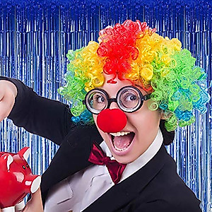 BTSD-home Blue Foil Fringe Curtain, Metallic Photo Booth Backdrop Tinsel Door Curtains for Wedding Birthday Bridal Shower Baby Shower Bachelorette Christmas Party Decorations(2 Pack, 6ft x 8ft)