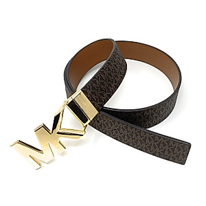 Michael Kors Womens Reversible MK Logo Belt Brown/Brown (S)