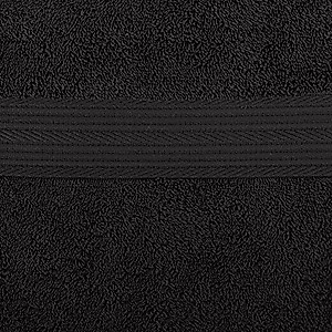 Amazon Basics 6-Piece Fade Resistant Bath, Hand and Washcloth Towel Set - Black