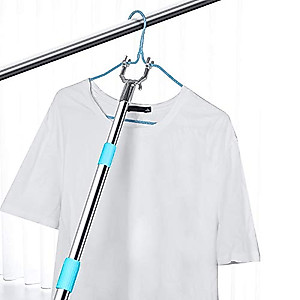 Support Bar with Closet Hook Pole,wardrobe Retractable Clothes Hanger Pole Hook,suitable for Wardrobe,hanger(maximum Length Can Only 78.7 Inches,don't Use to Outdoor Clothesline Pole,clothesline)