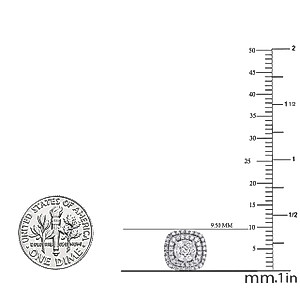 Dazzlingrock Collection 0.50 Carat (ctw) Round Diamond Ladies Double Cushion Frame Stud Earrings 1/2 CT, Sterling Silver