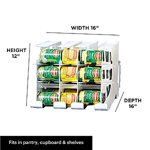 FIFO Countertop Can Tracker Hold Up To 54 Standard 10 to 15 Oz Can Sizes, White Stackable & Adjustable Can Organizer for Pantry | Rotating Canned Food and Soda Storage Kitchen Organizer (2 Pack)
