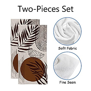 Vantaso Bath Hand Towels Set of 2 Boho Leaves Soft and Absorbent Washcloths Kitchen Hand Towel for Bathroom Hotel Gym Spa