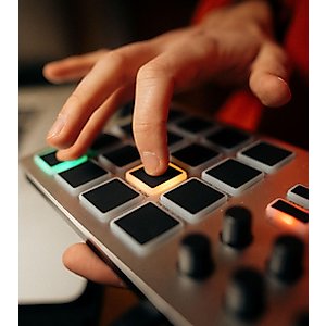 Xjam Professional MIDI Pad Controller - Ultra-Portable Aluminum Frame MIDI Drum Pad with 16 Beat Pads and 6 Assignable Knobs, Beat Machine for Melodic Samples, Plug & Play on iPad, iPhone, Mac, PC