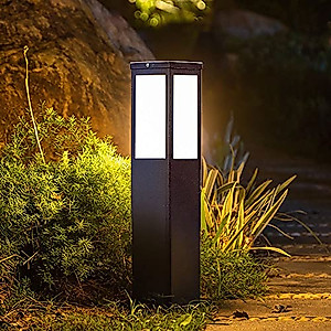 CZLZY Solar LED Pillar Lamp Outdoor Waterproof Post Light Simple Modern Iron Rectangle Column Light Villa Garden Lighting Fixture Garden Lawn Light Road Light Pedestal Light