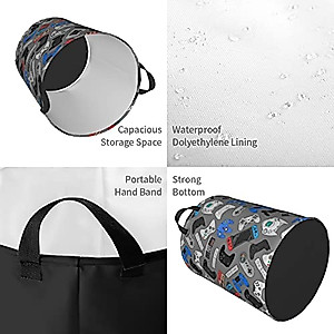 Gbuzozie Video Game Controller Grey Background Laundry Hamper Storage Basket Toys Clothes Organizer Bin For Home Bathroom Bedroom Dorm Nursery, 62l
