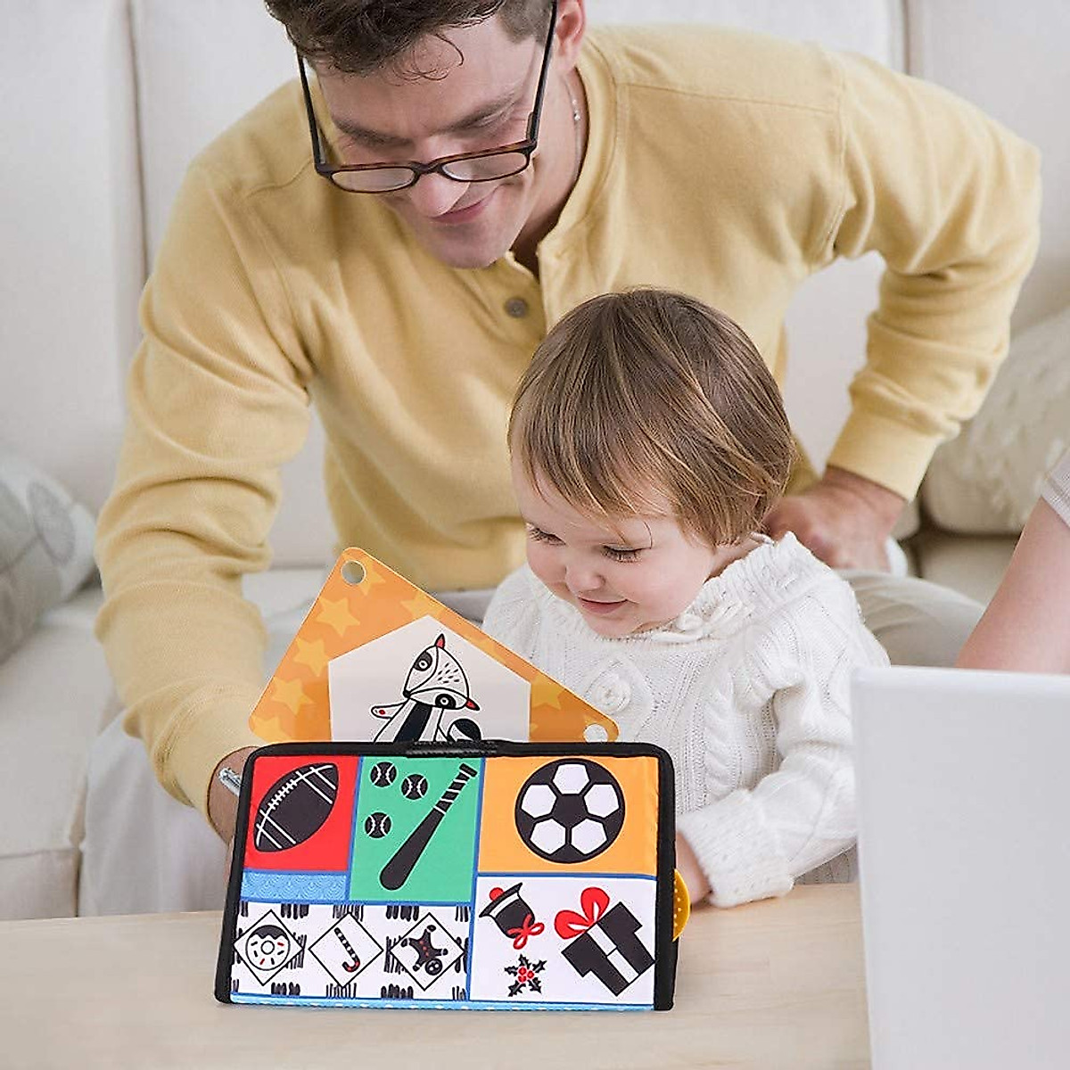 beetoy Baby Tummy Time Mirror Black and White High Contrast Mirror Toys with 10 Flash Cards 2 Teether, Developmental Timmy Time Toys for Newborn Infant 0 3 6 Months Gift