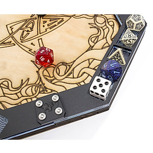 C4Labs Dice Tray-10 Octagon-Wood with Laser Etched Eldritch Cthulhu Lovecraft