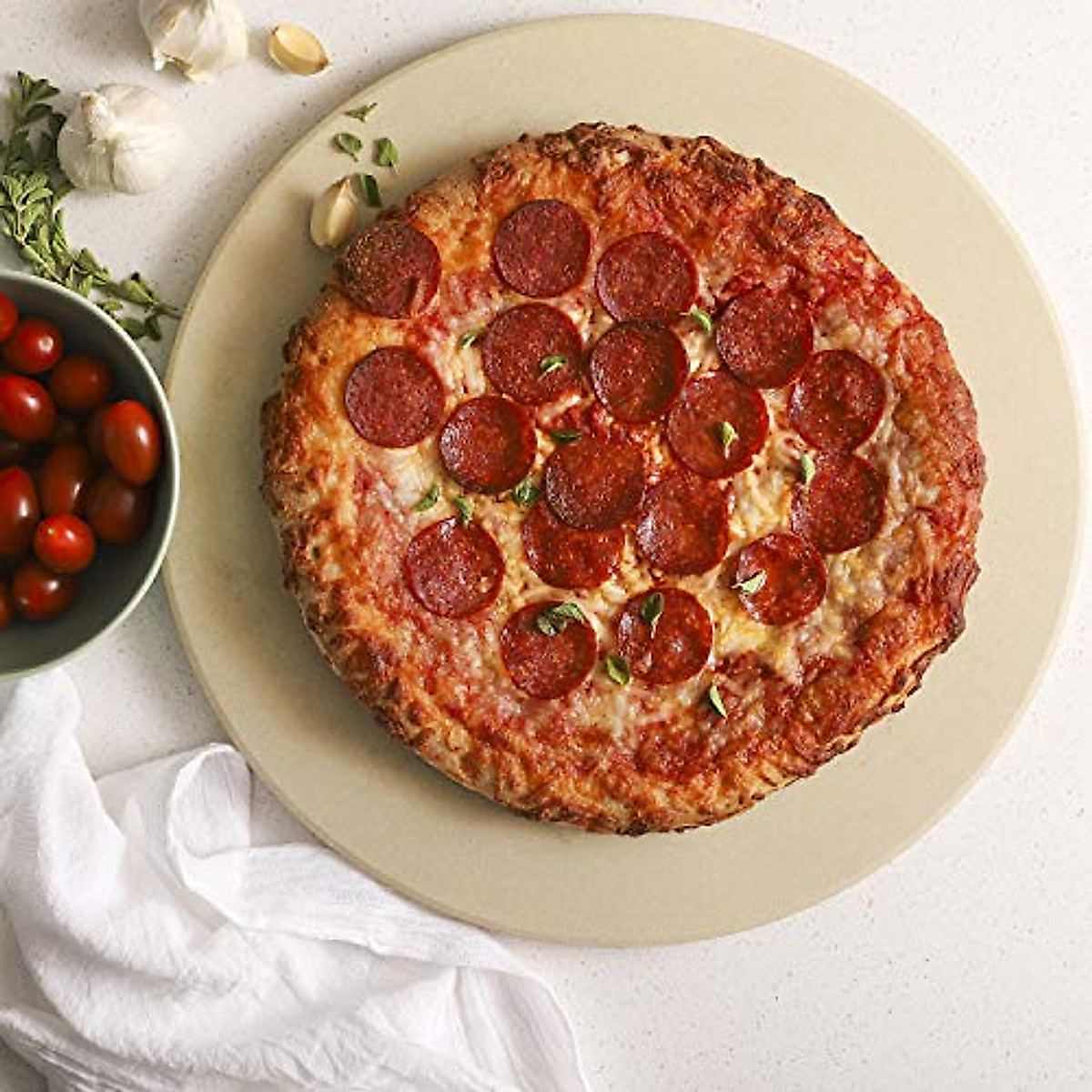 Culinary Couture 15" Round Pizza Stone for Oven and Grill - Cordierite Pizza Stone for Bread, Calzone, Cookies - Oven and Grill Pizza Stone for Outdoor Grill, Stone Pizza Pan for Oven