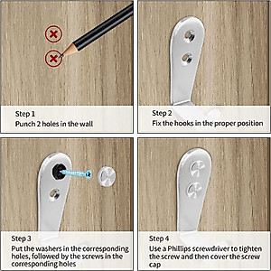 Deezio Bathroom Towel Hooks, Heavy Duty Wall Mounted Hooks, Stainless Steel Utility Hooks for Hanging Bath Towels Robes Coats Clothes Keys, Useful Home Storage Accessories(Pack of 10)