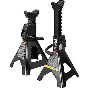 BIG RED AT43202BR Torin Steel Jack Stands: 3 Ton (6,000 lb) Capacity, Black, 1 Pair