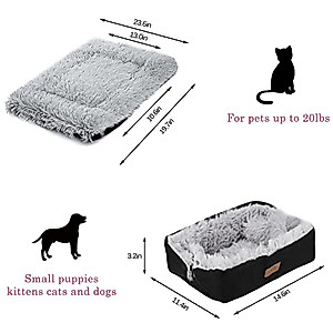 HDLKRR Cat Bed Small Dog Bed, Self Warming Cat Beds Self Heating Cat Dog Mat, Extra Warm Thermal Pet Pad for Indoor Outdoor Pets, Calming Dog Crate Bed Pet Cushion, 23.6x19.7inch