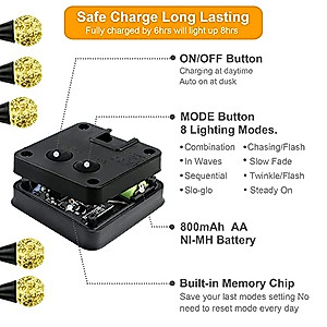 20 Led 22.15 ft Solar Outdoor Fairy Lights with 8 Modes, 20 in 1 Warm Light Globe Waterproof Stake Lights, Mini Crystal Bubble Decorative Lights for Valentines Day Yard Pathway Patio Party Wedding