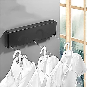 N/A Retractable Clothesline Household 6M Steel Wire Three Row Invisible Wall Hanger Indoor Retractable Clothesline ( Color : E , Size : 1 )