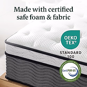 ZINUS 12 Inch True Support Hybrid Mattress [New Version], Queen, Fiberglass Free, Medium Feel, Motion Isolation, Certified Safe Foams & Fabric, Mattress in A Box