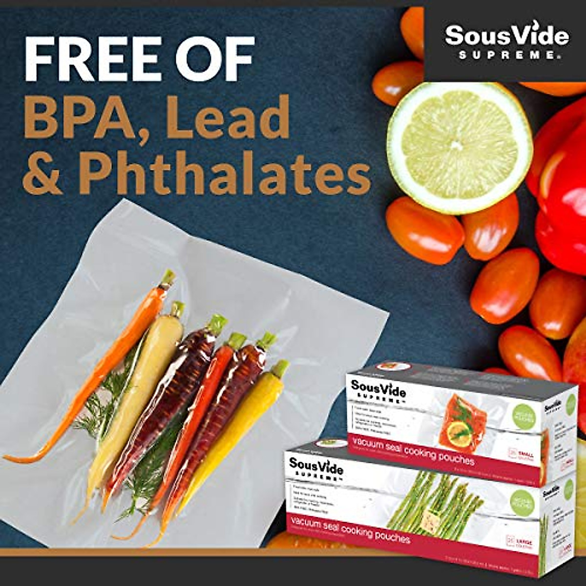 SousVide Supreme Vacuum Seal Cooking Pouches, 8x12 inches,1 Quart, 25 Pouches