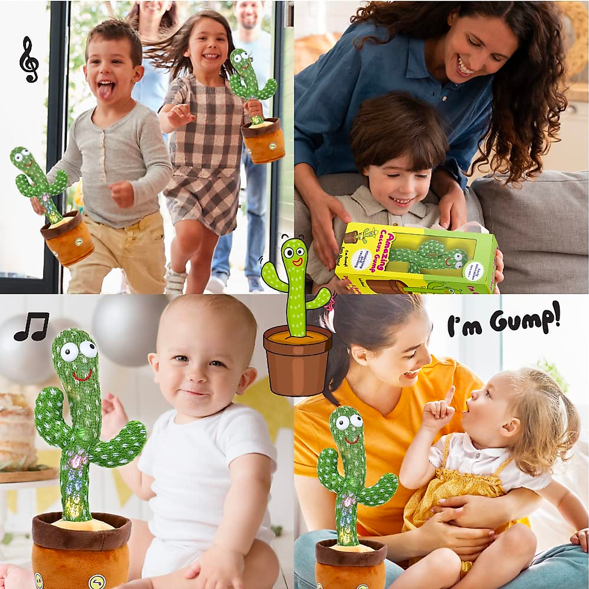Mimoji Dancing Cactus, Talking Cactus Toy for Baby Cactus Toy Mimic with 60 Popular Songs (Rechargeable)