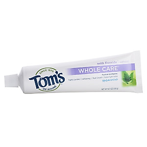 Tom's of Maine Whole Care Fluoride Toothpaste, Natural Toothpaste, Whitening Toothpaste, Spearmint, 4.7 Ounce, 2-Pack