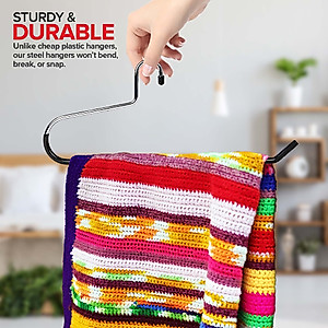 Blanket Hangers (12 Pack) - Stainless Steel Quilt Hangers with Vinyl Non-Slip Coating - Holds Up to 40 Lbs - Heavy Duty Hangers for Closet Storage, Comforters, Bedding, Towels, Rugs - Stock Your Home