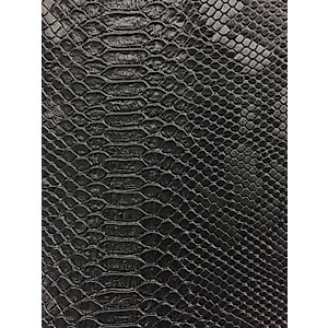 Black Faux Viper Sopythana Snake Skin Vinyl Fabric - Sold by The Yard - 52"