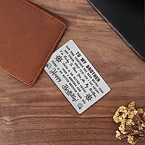 DEGASKEN Brother Birthday Card Gifts, I'm Lucky to Have You As My Brother, Personalized Steel Engraved Wallet Card