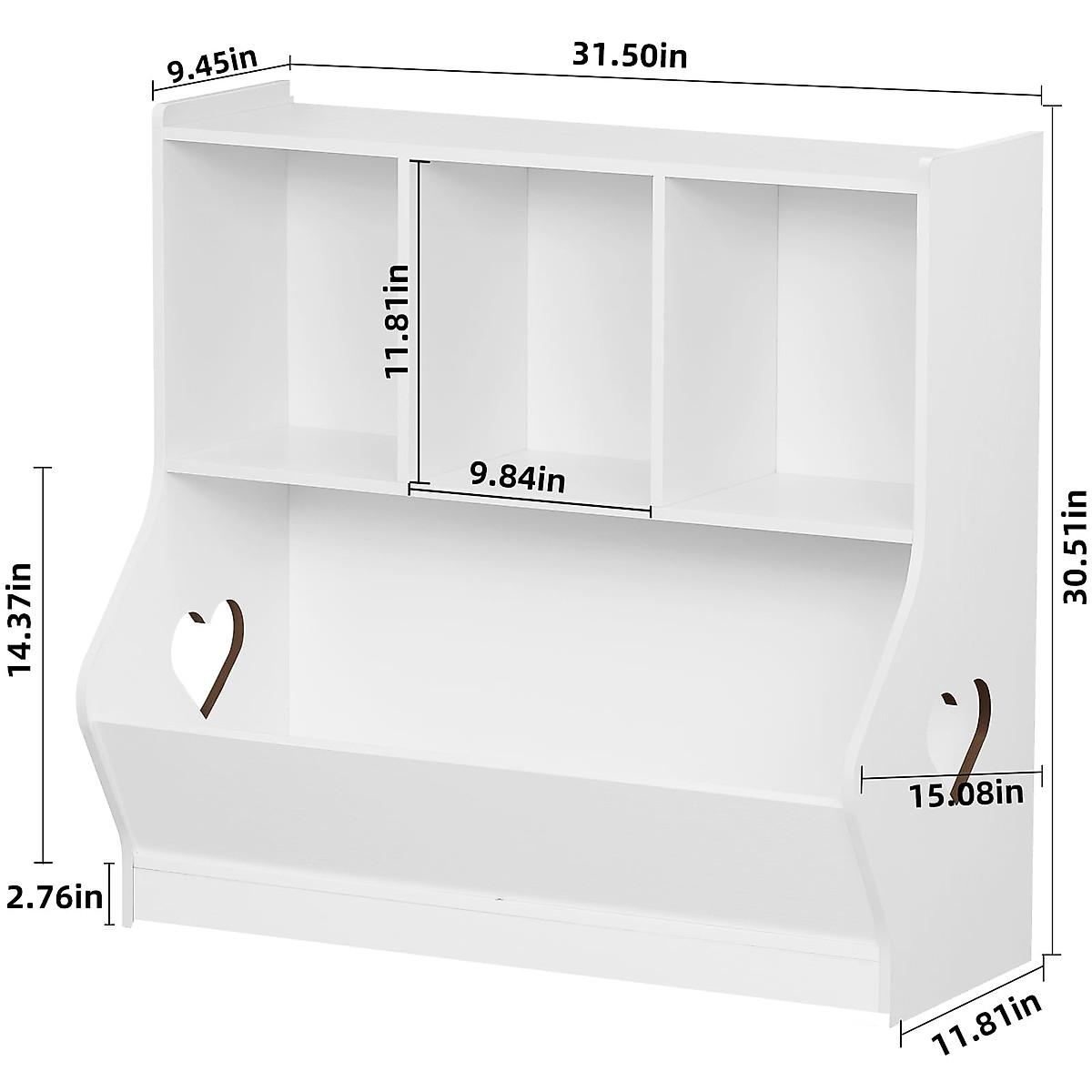 Lerliuo Kids Storage Organizer, Children Small Bookcase and Bookshelf, Toddler 4 Cubby Cabinet, Wood Book Shelf for Playroom, Bedroom, Living Room, Nursery, School (White)