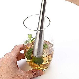 JXS 10" 255MM Stainless Steel Sturdy Cocktail Muddler, Professional Well Made Dishwasher Safe Muddler Bar Tool