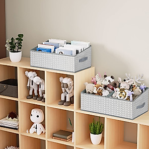 DIMJ Trapezoid Storage Bins, 3 Packs Closet Baskets, Foldable Fabric Baskets for Clothes, Baby Toiletry, Toys, Towel, DVD, Book Arrow